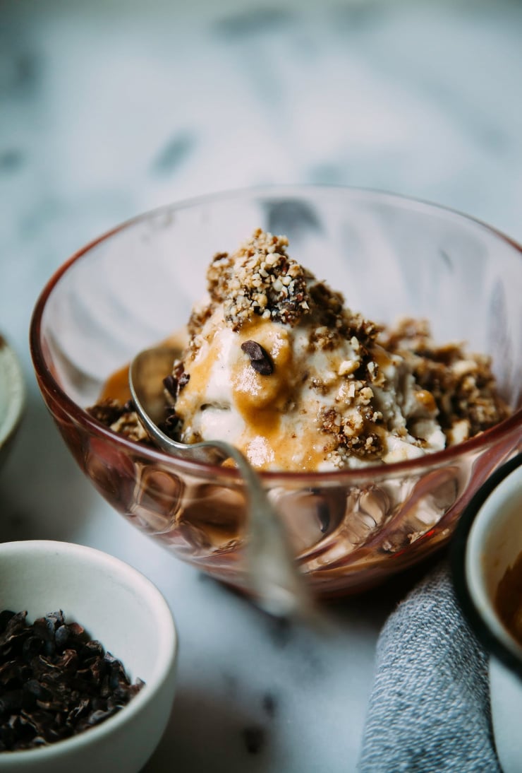Vegan Peanut Butter Caramel Sundaes | The First Mess