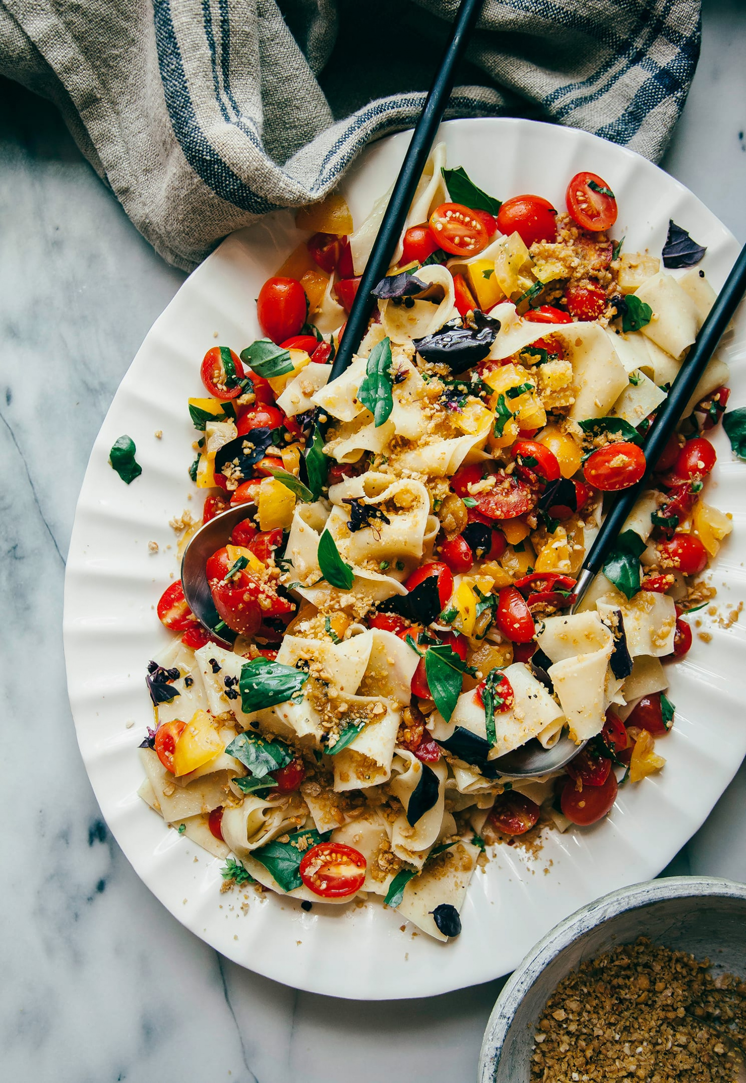 Rustic Vegan Pasta with Chickpeas Heirloom Tomatoes | The First Mess