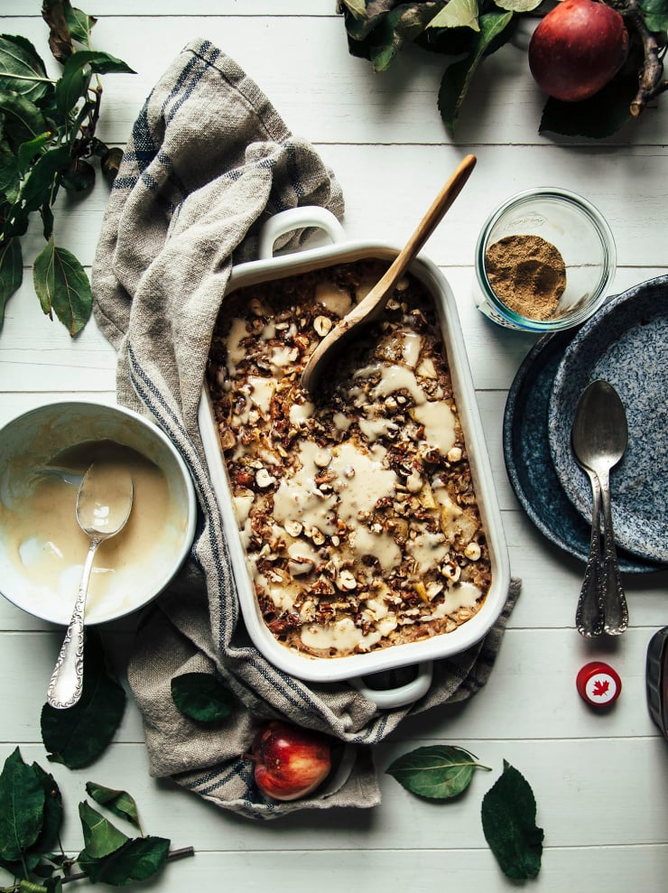 Apple Spice Baked Oatmeal with Maple Cream | The First Mess