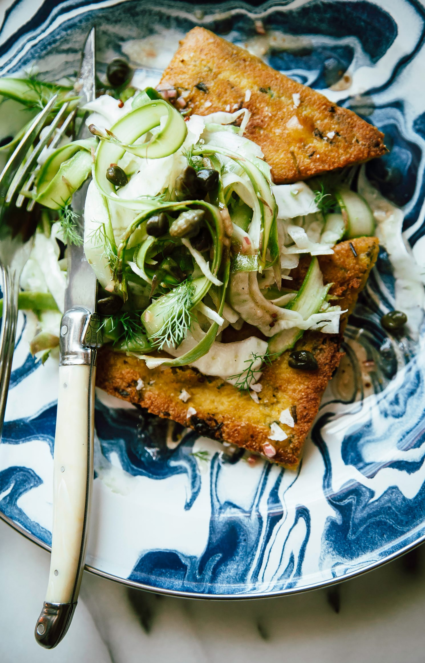 Seared Polenta w/ Spring Salad & Shallot Vinaigrette | The First Mess