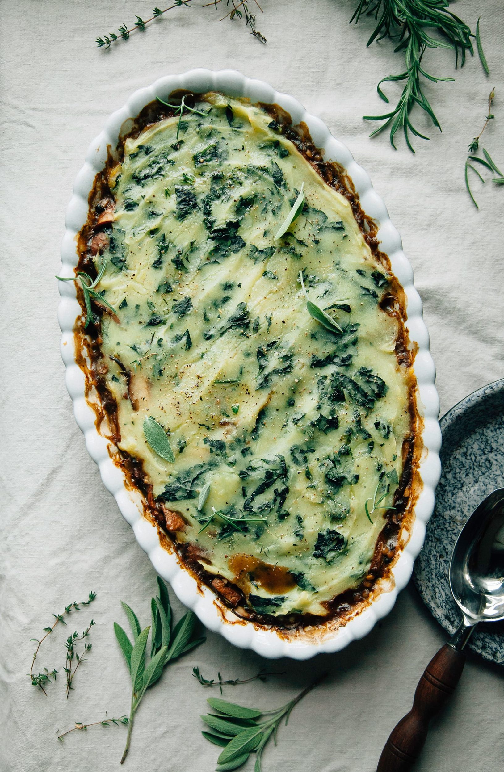 Mushroom Gravy Pie with Garlicky Kale Potatoes | The First Mess