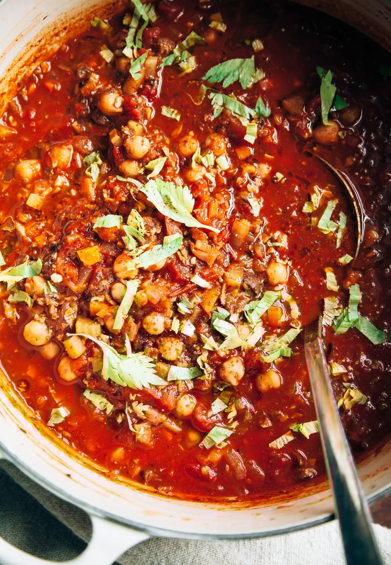 Vegan Buffalo Chickpea Chili with Mushrooms | The First Mess