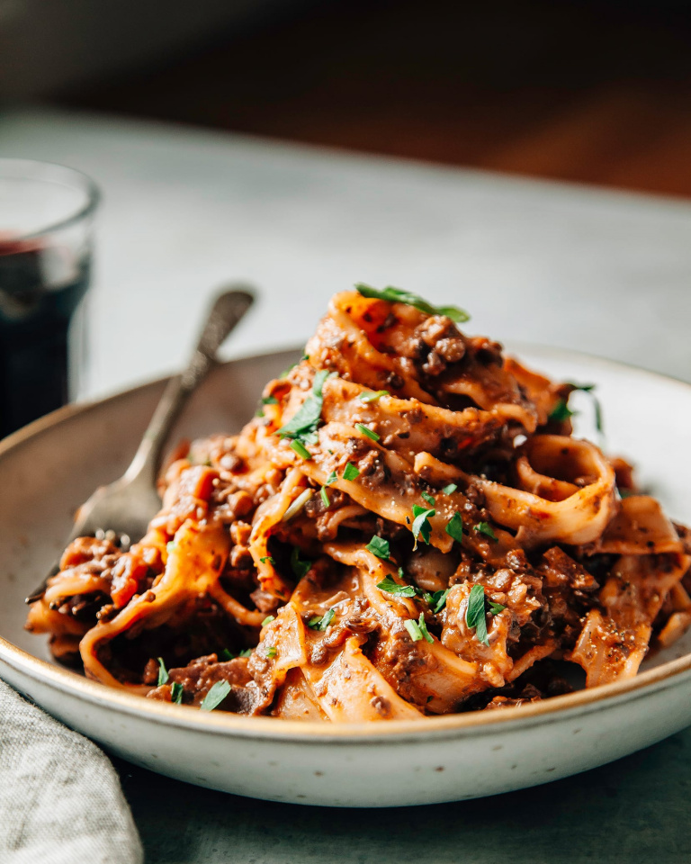 Hearty Mushroom & Beet Bolognese | The First Mess