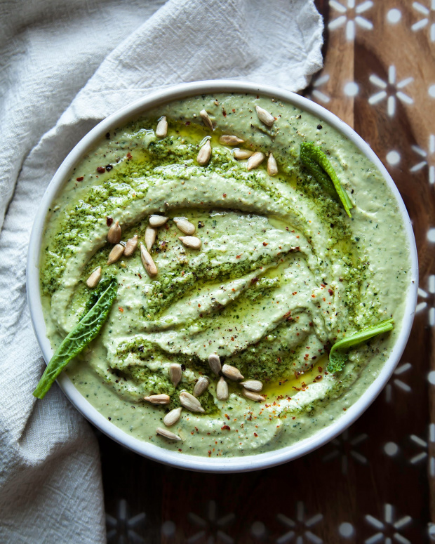 Creamy Kale Pesto White Bean Dip Recipe (vegan) | The First Mess