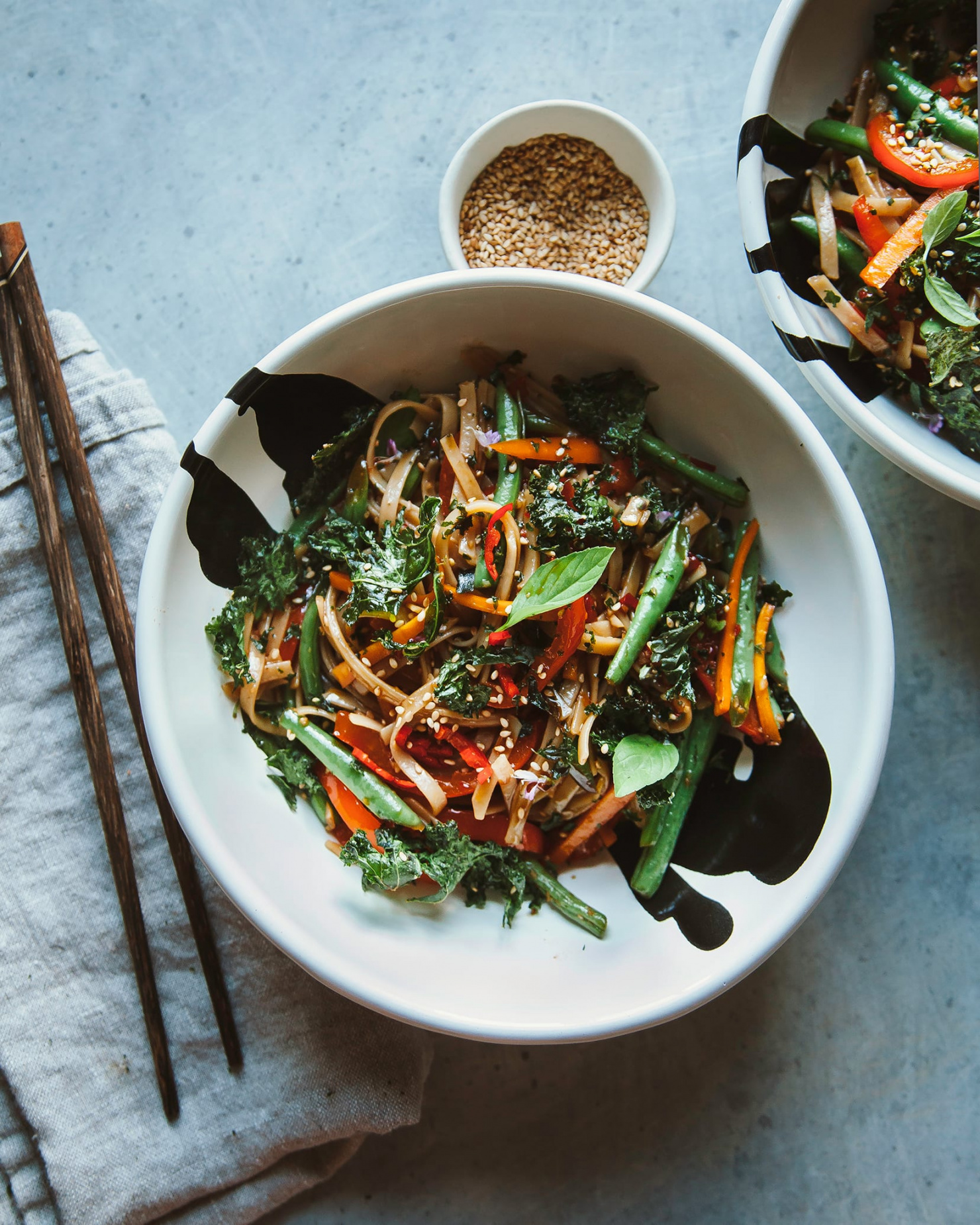 Vegan Thai Basil Noodles with Crispy Kale | The First Mess