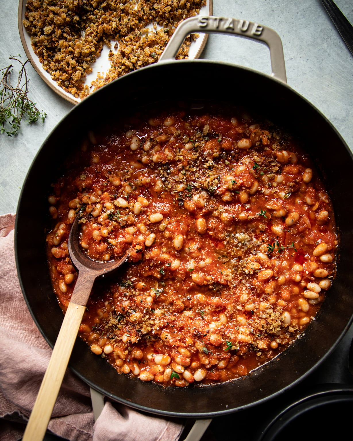 Jammy Sun Dried Tomato White Beans with Breadcrumbs | The First Mess