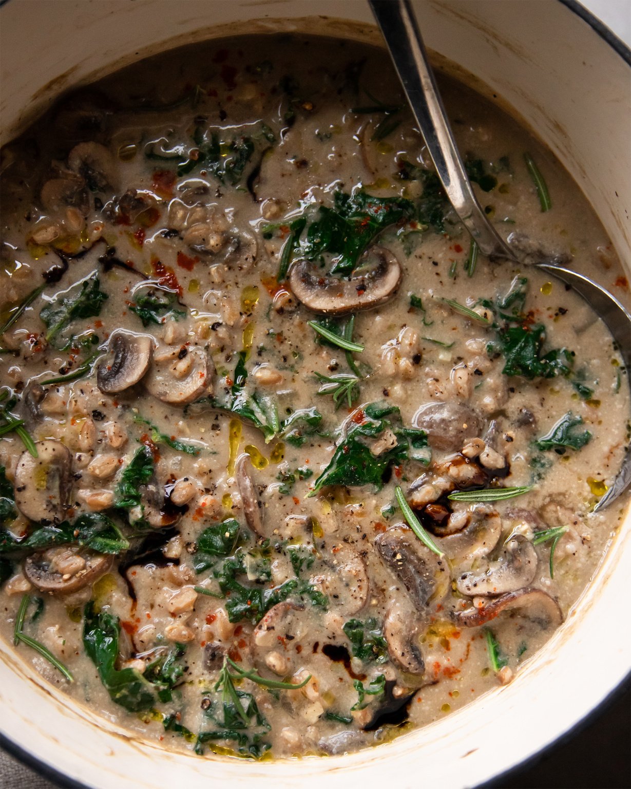 Creamy Vegan Mushroom Stew with Farro & Kale | The First Mess