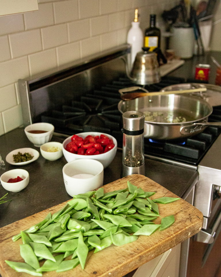 Braised Romano Beans with Spicy Cherry Tomato Sauce | The First Mess