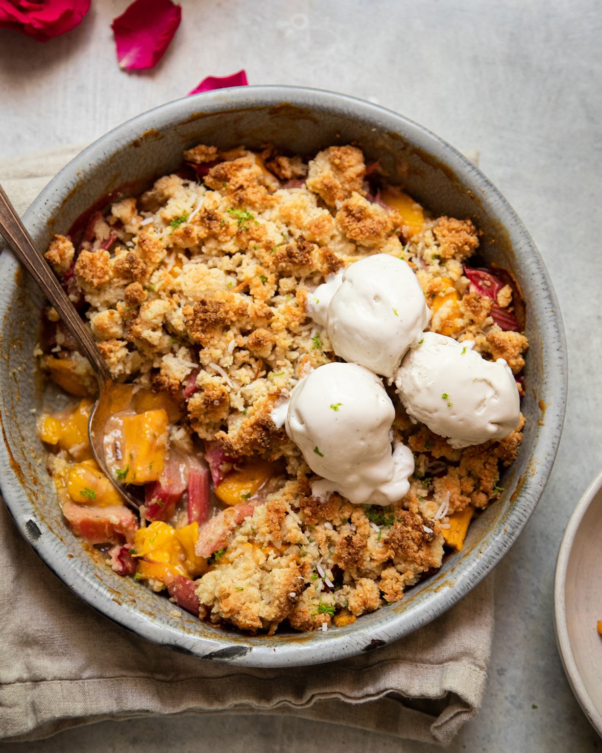 Rhubarb Mango Crumble with Almond Coconut Topping | The First Mess