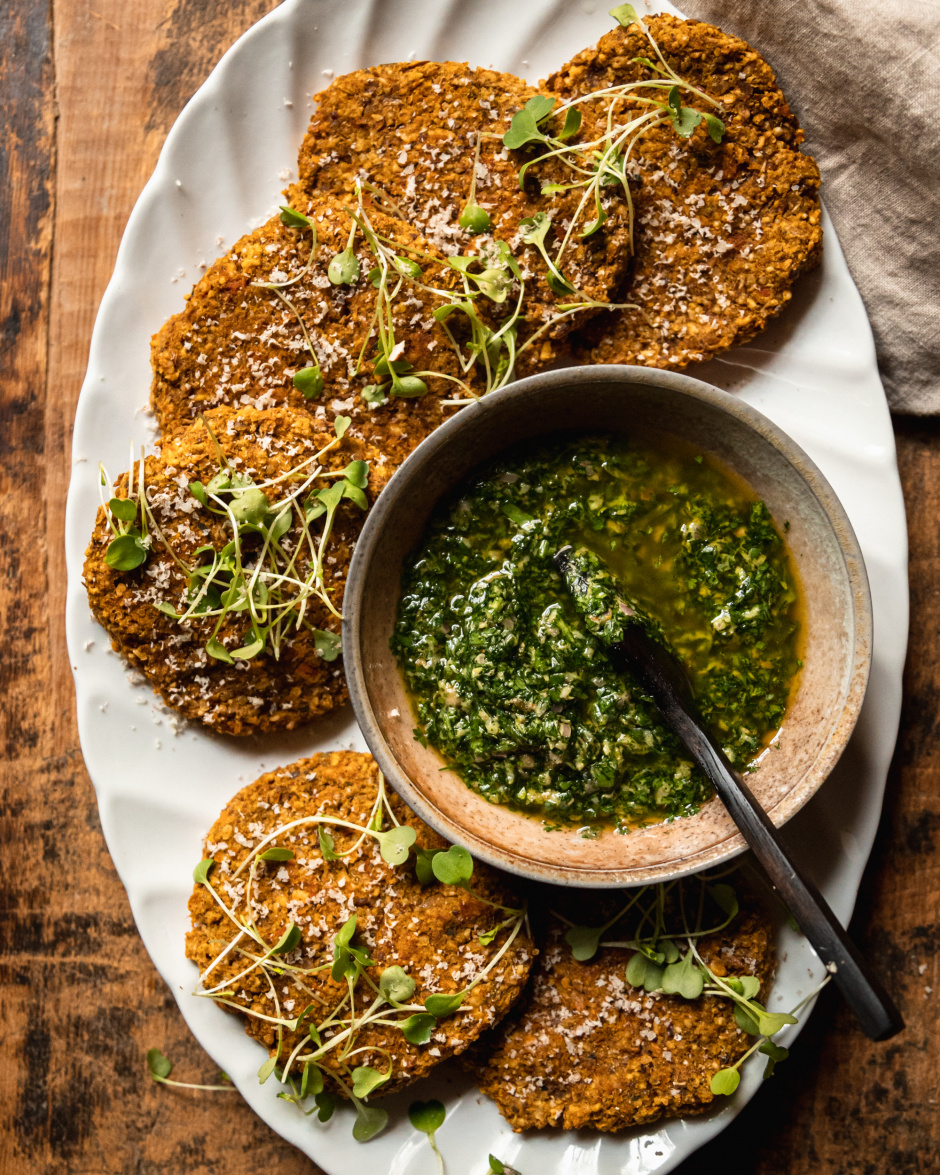 Vegan Squash Patties with Mixed Herb Salsa Verde | The First Mess