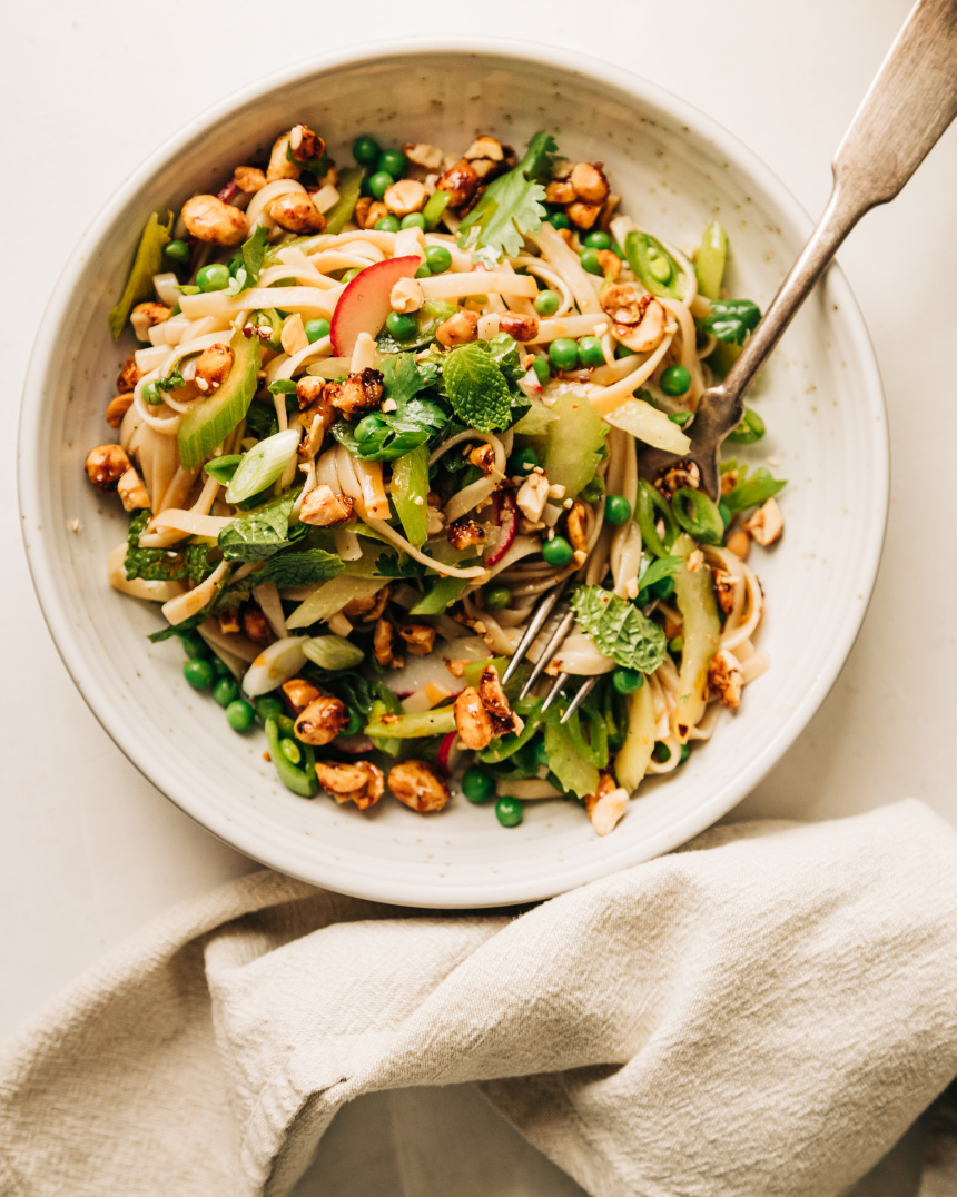 Spring Rice Noodle Salad with Chili Maple Peanuts | The First Mess