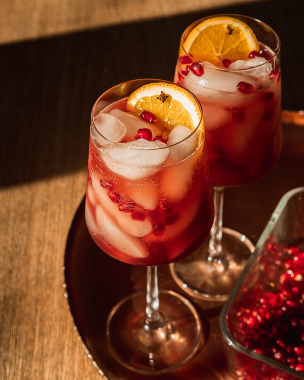 Pomegranate Pomander Spritz Mocktail