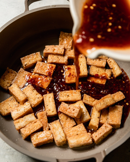 Spicy Maple Tofu Bowls with Golden Garlic Rice | The First Mess