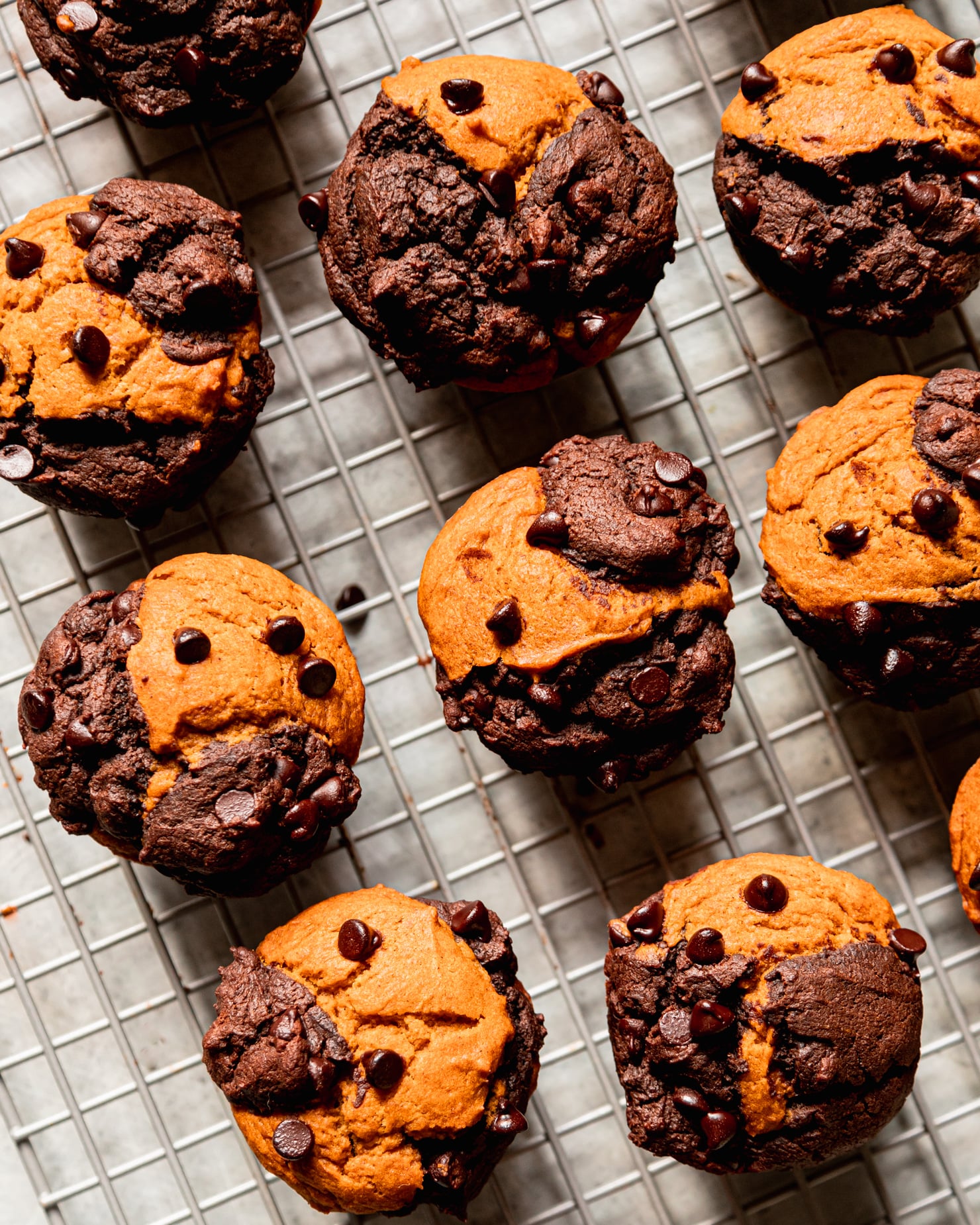 Marbled Vegan Pumpkin Chocolate Muffins | The First Mess