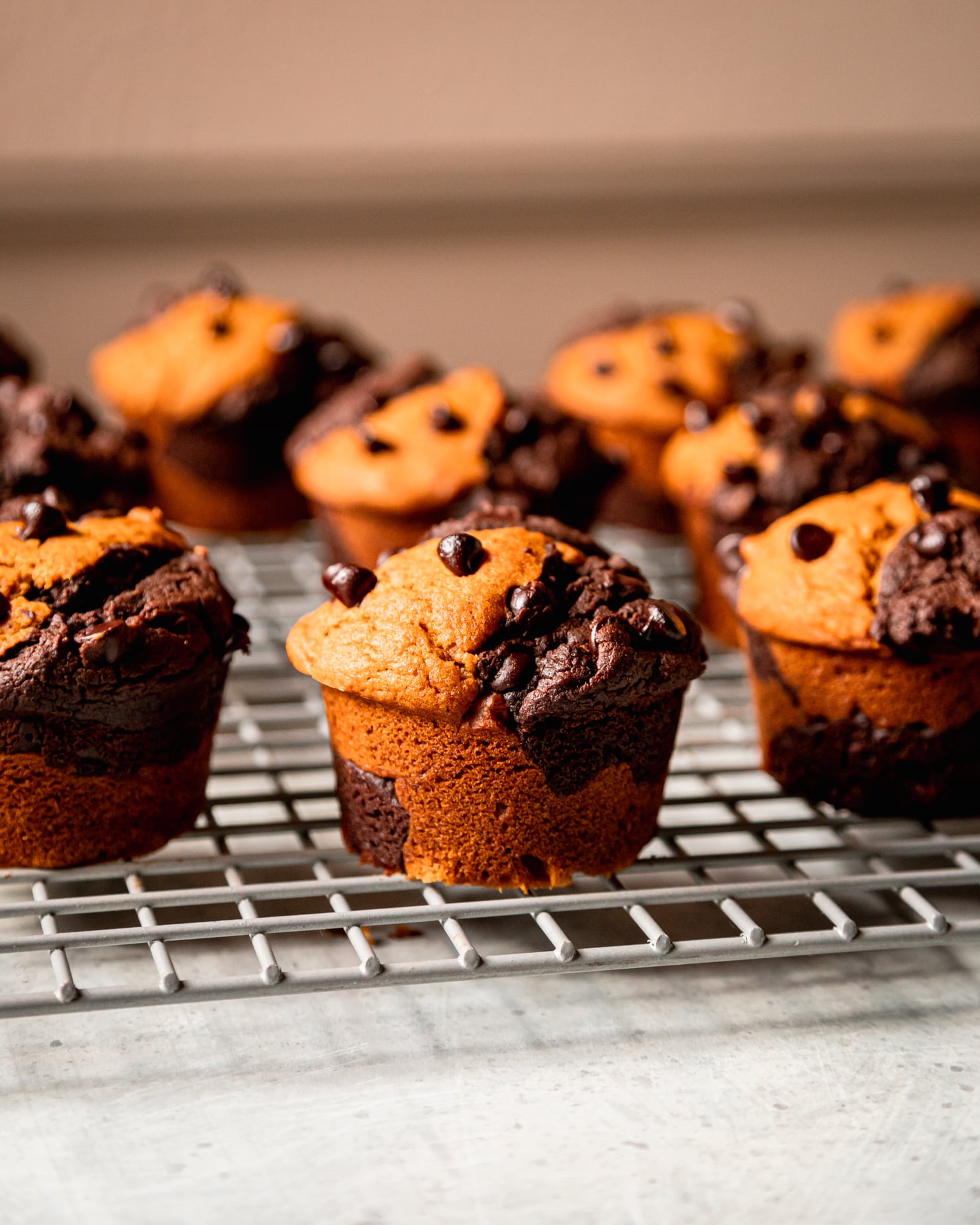 Marbled Vegan Pumpkin Chocolate Muffins | The First Mess