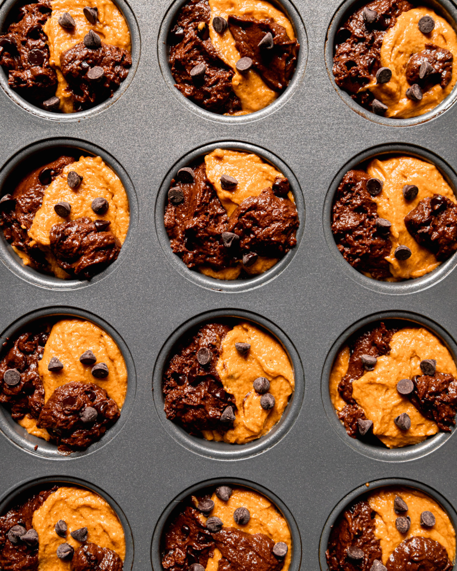 Marbled Vegan Pumpkin Chocolate Muffins | The First Mess
