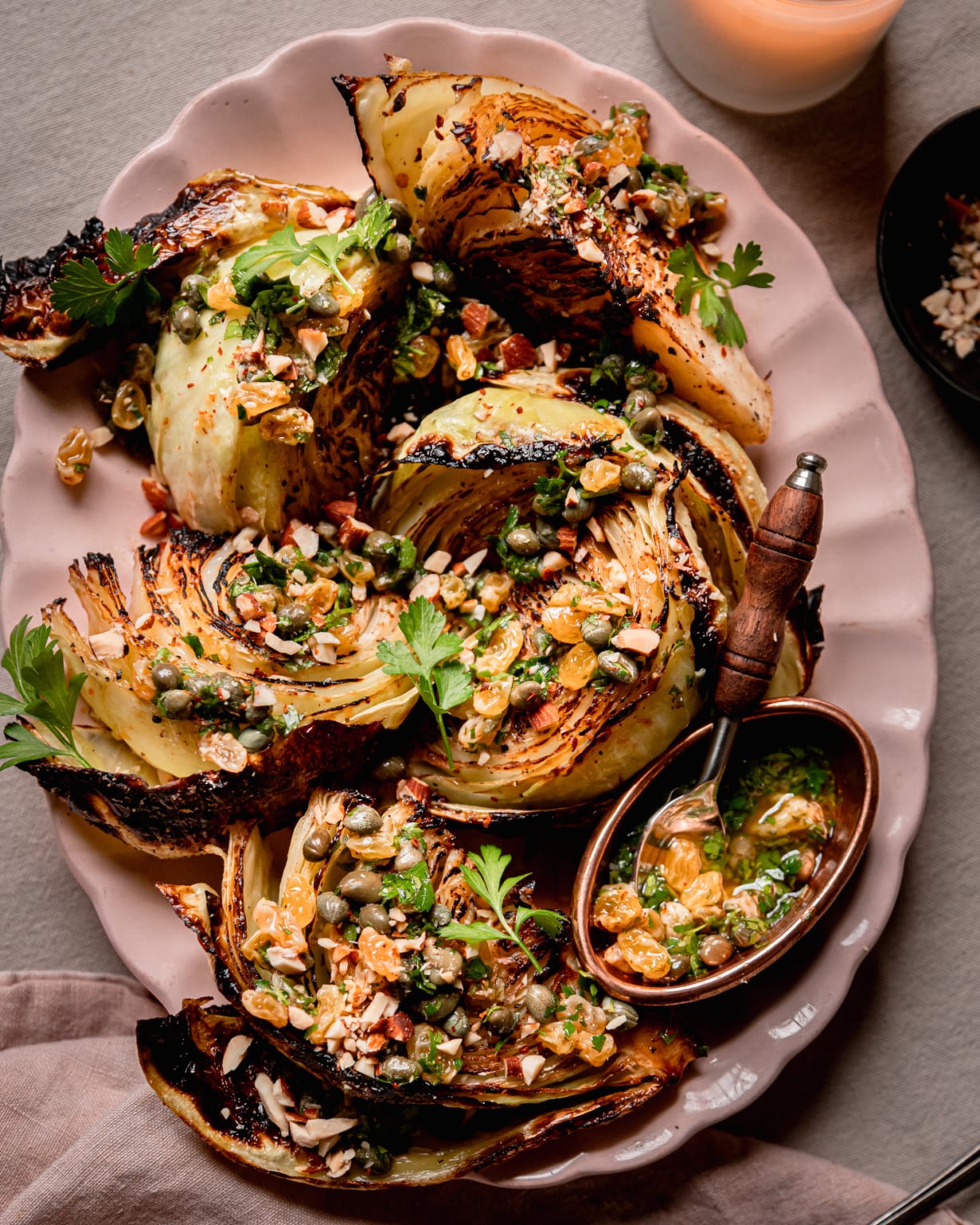 Oven-Roasted Cabbage Wedges with Caper Raisin Relish | The First Mess