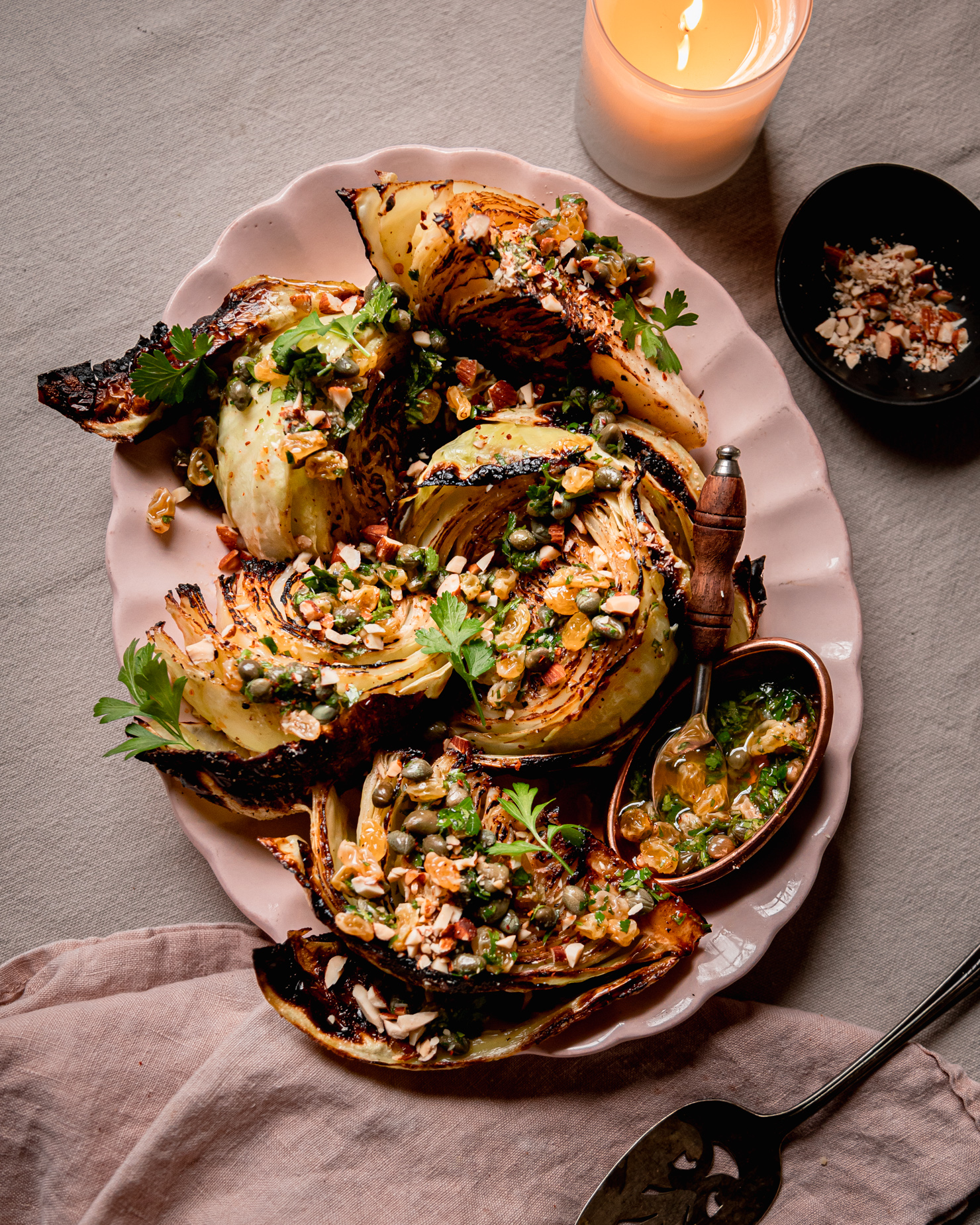 Oven-Roasted Cabbage Wedges with Caper Raisin Relish | The First Mess