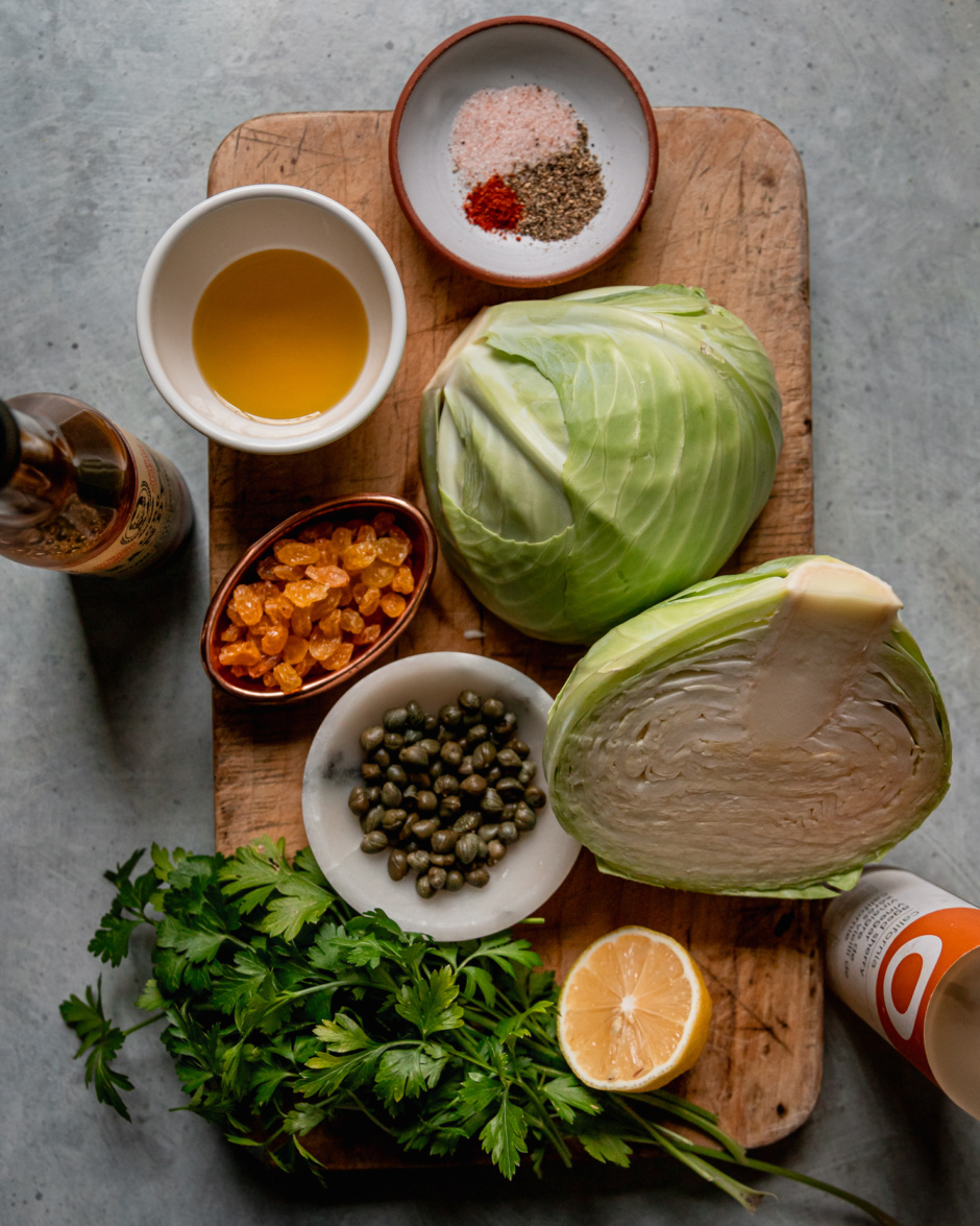 Oven-Roasted Cabbage Wedges with Caper Raisin Relish | The First Mess