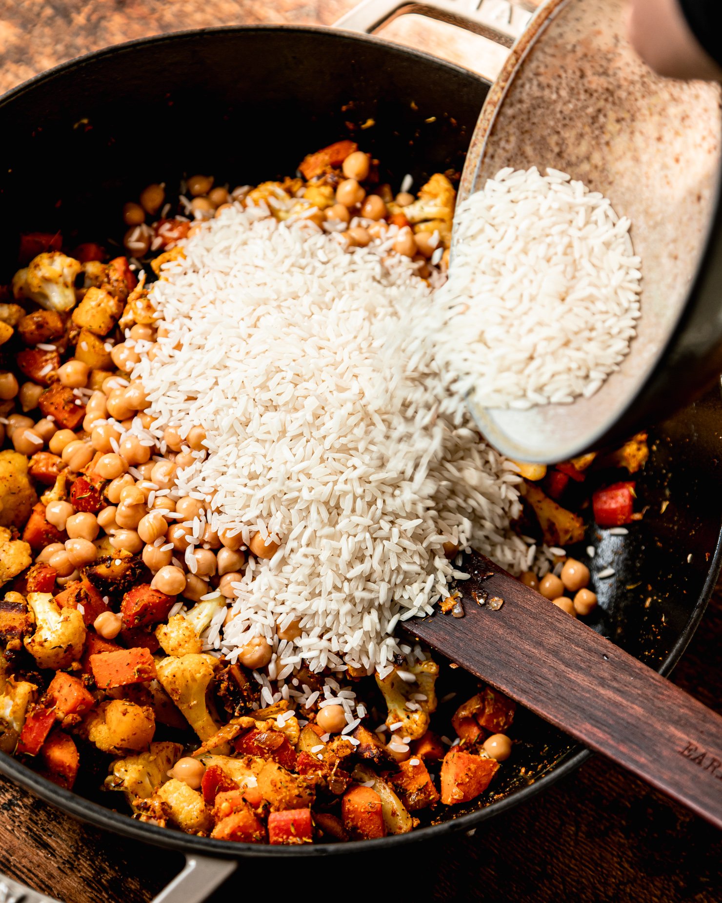 One-Pot Rice and Veggies with Chickpeas & Dilly Tahini | The First Mess