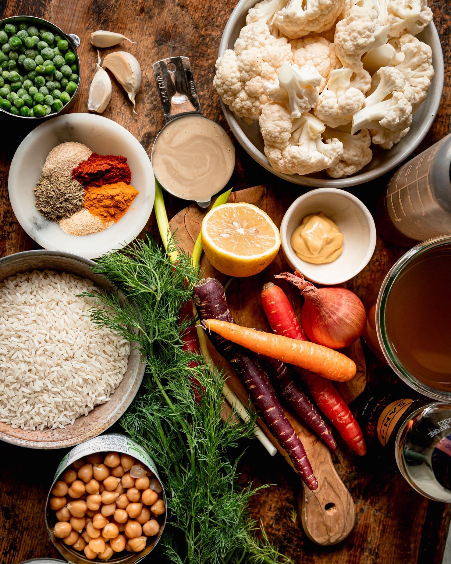 One-Pot Rice and Veggies with Chickpeas & Dilly Tahini | The First Mess