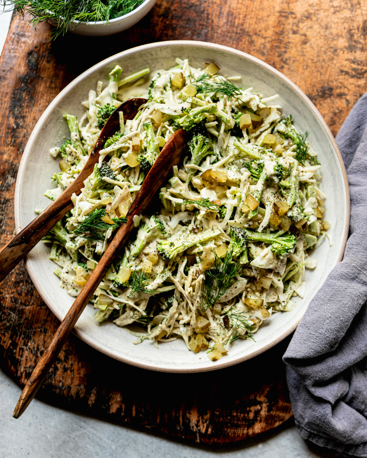 Crunchy & Creamy Dill Pickle Broccoli Slaw | The First Mess