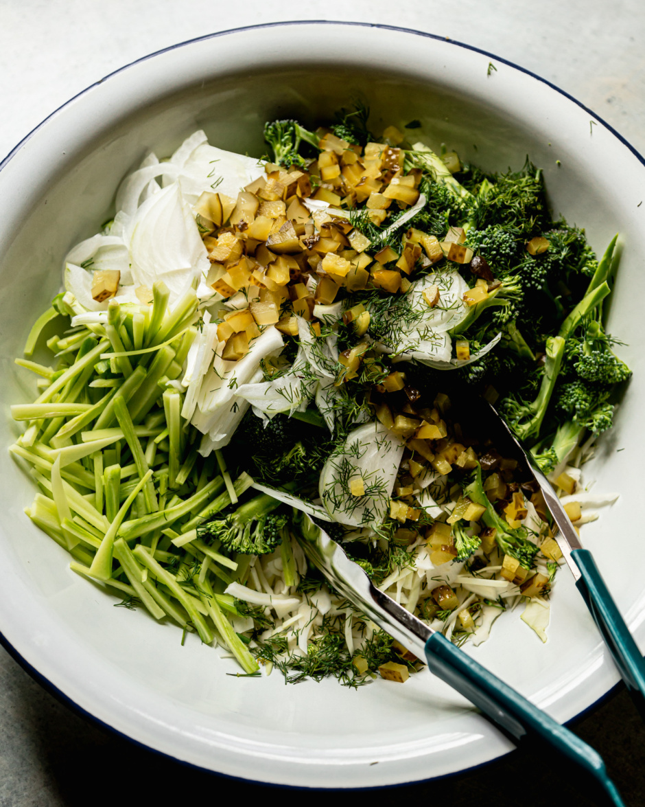 Crunchy & Creamy Dill Pickle Broccoli Slaw | The First Mess