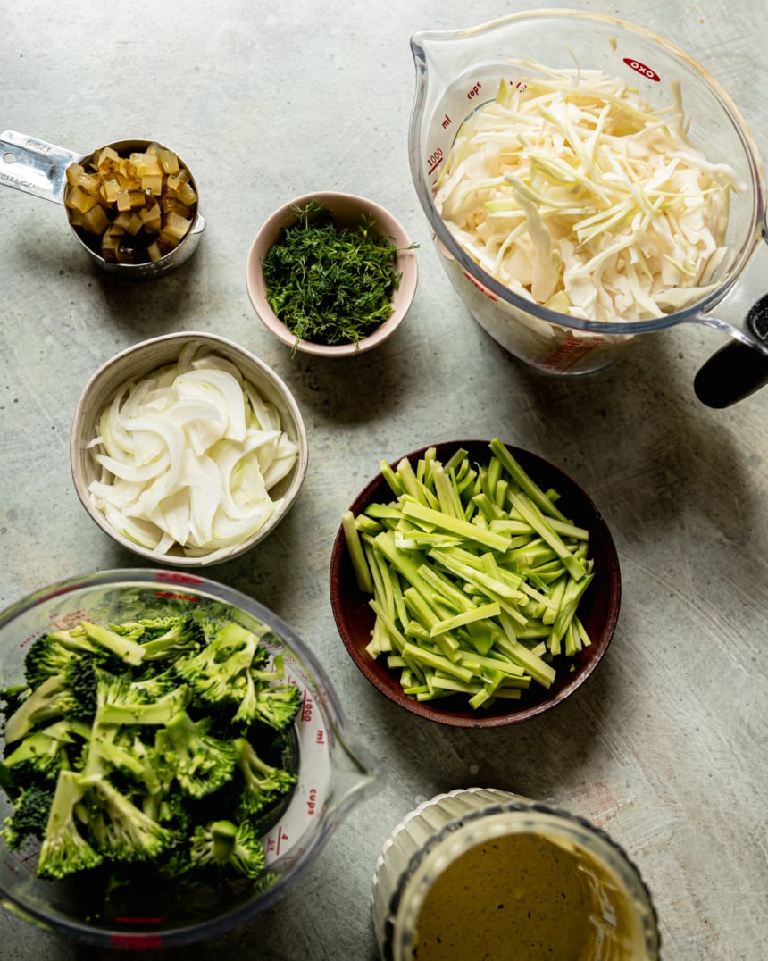 Crunchy & Creamy Dill Pickle Broccoli Slaw | The First Mess