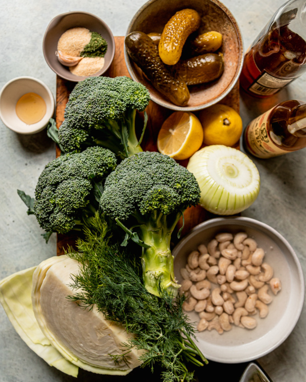 Crunchy & Creamy Dill Pickle Broccoli Slaw | The First Mess