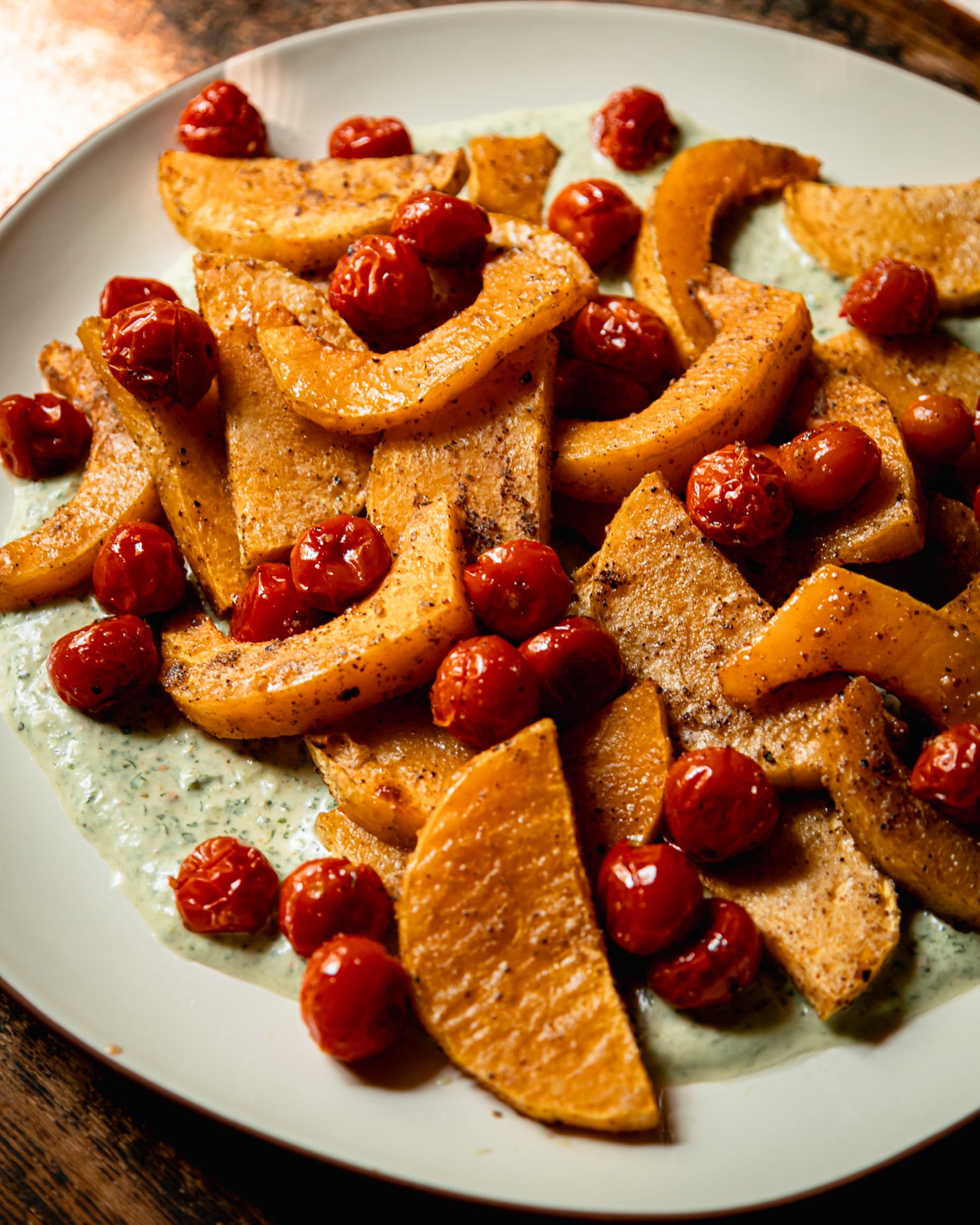 Roasted Butternut Squash with Cherry Tomatoes, Lentils & Herbed Yogurt ...