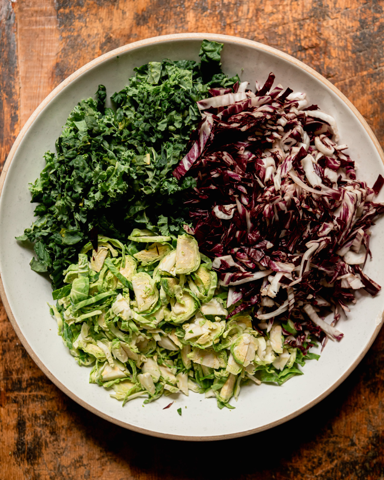 Shredded Fall Greens Salad with Sherry Thyme Vinaigrette | The First Mess