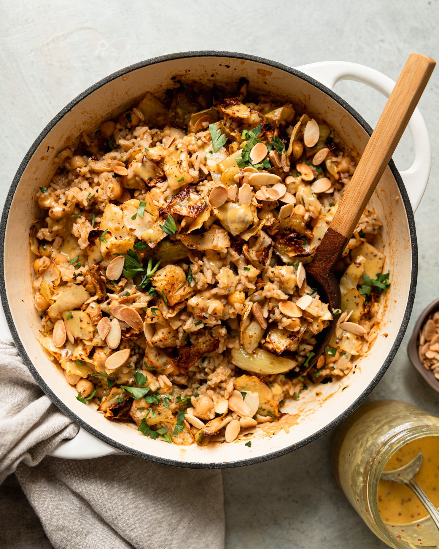 Spiced Chickpeas & Rice with Crispy Cabbage and Sweet Mustard Dressing ...