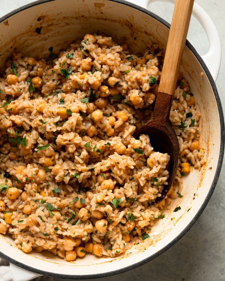 Spiced Chickpeas & Rice with Crispy Cabbage and Sweet Mustard Dressing ...
