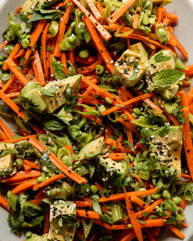 Crunchy Snap Peas & Carrots Salad with Sesame Lime Dressing | The First ...