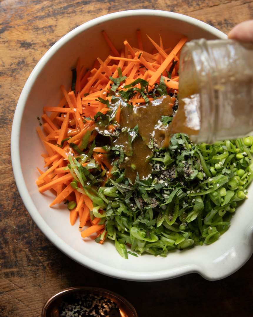 Crunchy Snap Peas & Carrots Salad with Sesame Lime Dressing | The First ...
