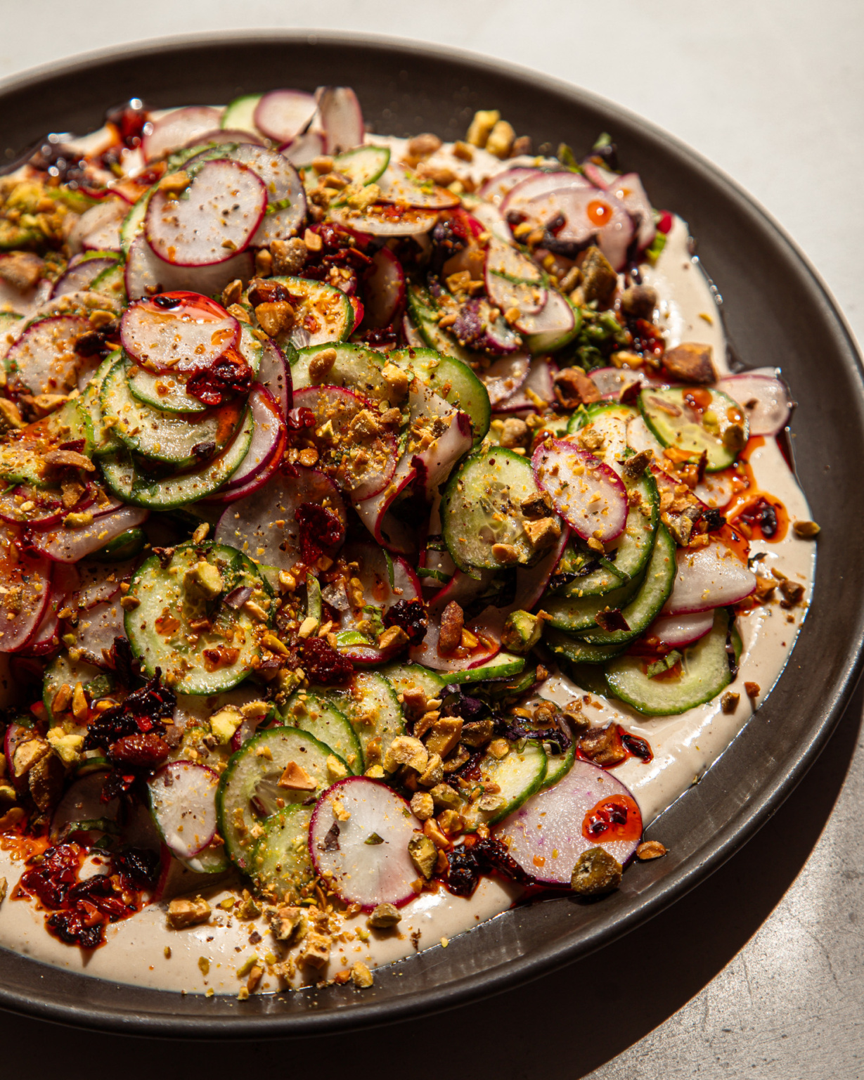 Shaved Cucumber Radish Salad with Garlic Lime Tahini & Basil | The ...