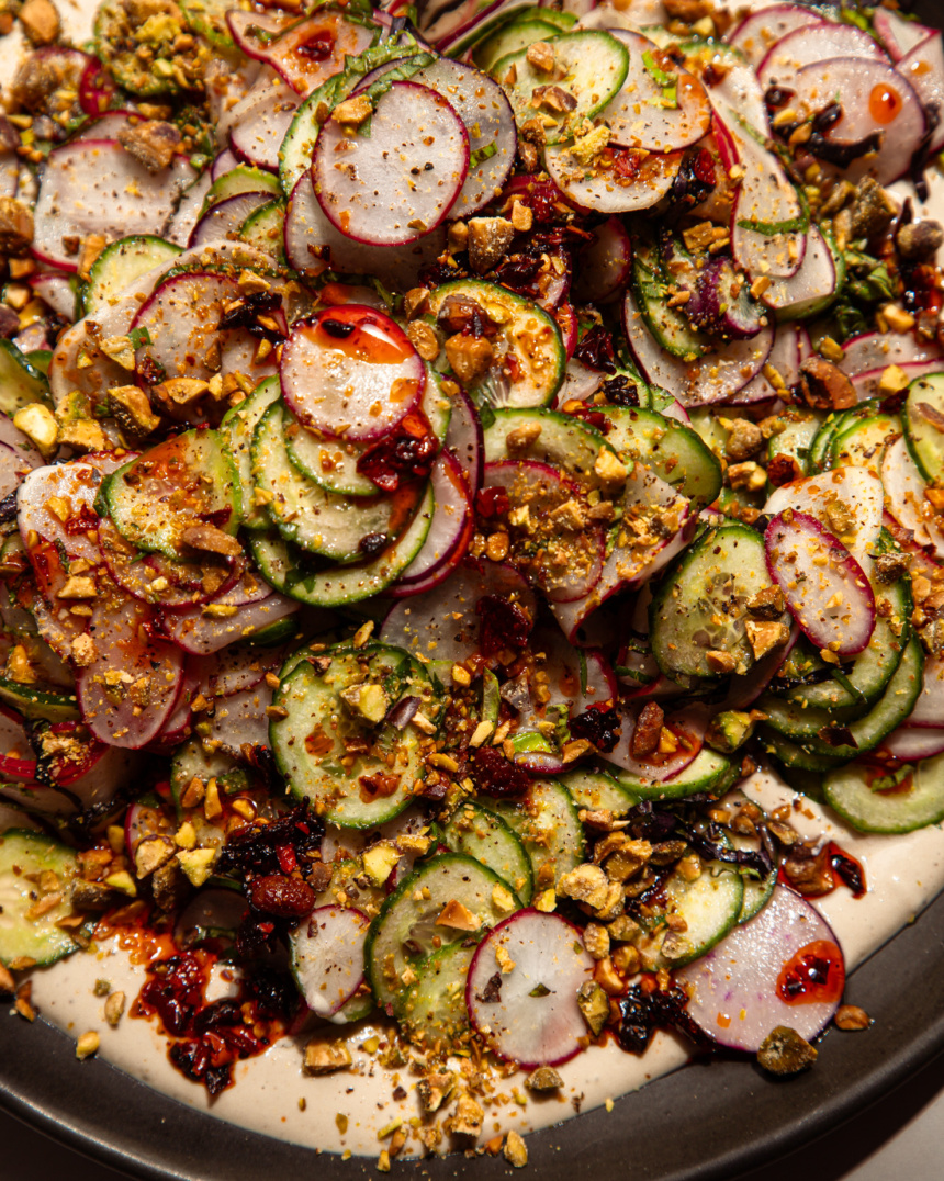 Shaved Cucumber Radish Salad with Garlic Lime Tahini & Basil | The ...