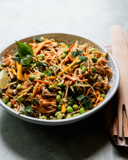 Mango Slaw Noodles with Peanut Sauce & Edamame | The First Mess