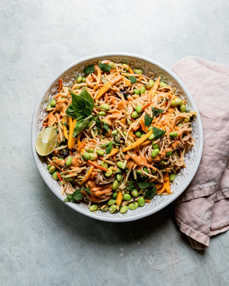 Mango Slaw Noodles with Peanut Sauce & Edamame | The First Mess