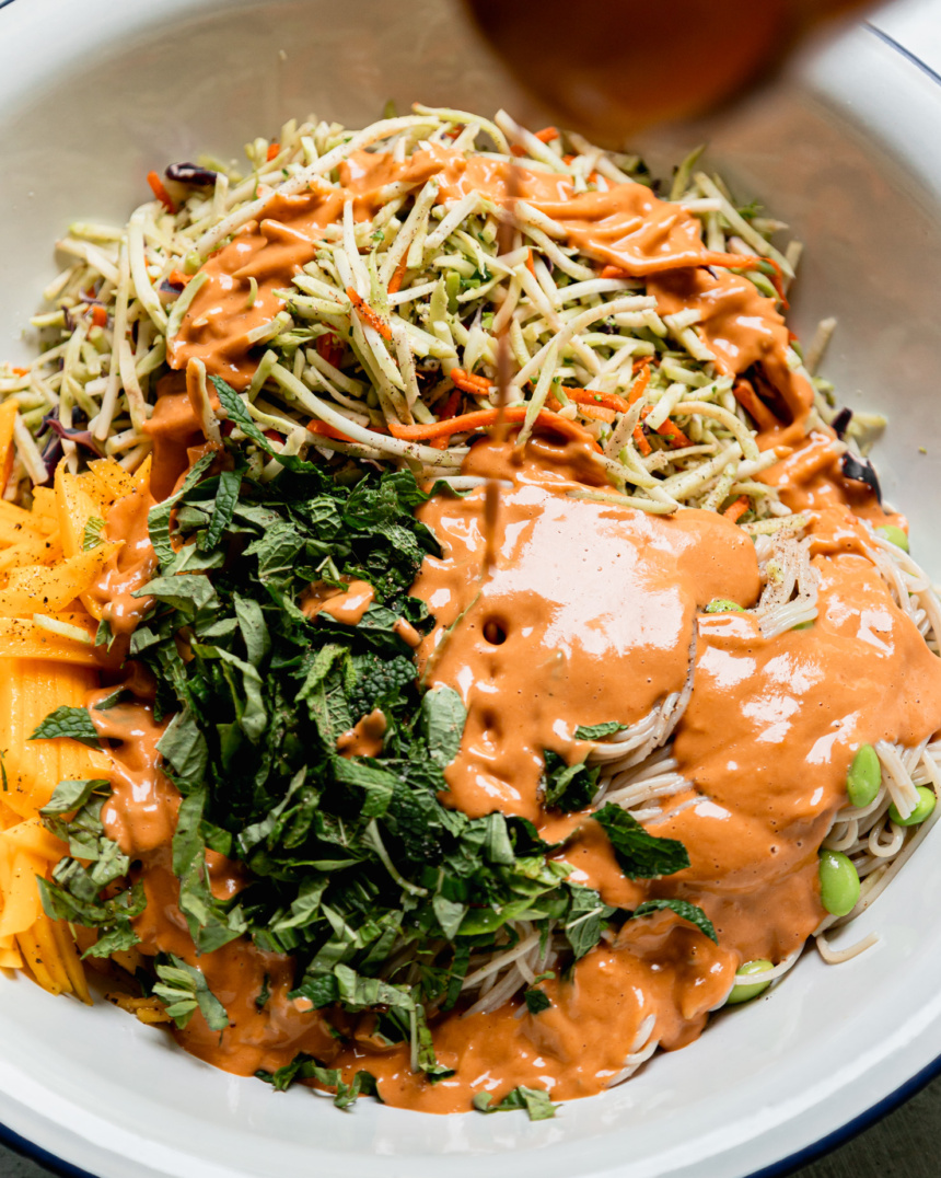 Mango Slaw Noodles with Peanut Sauce & Edamame | The First Mess